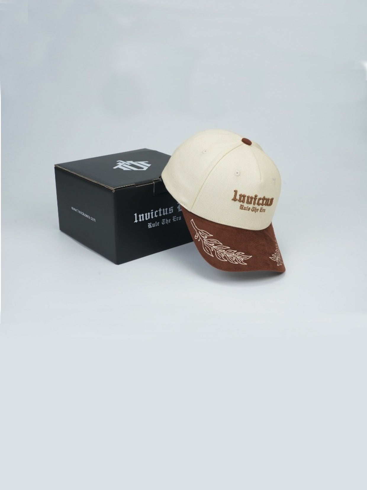 Invictus Embroidered Baseball Cap – Beige & Brown